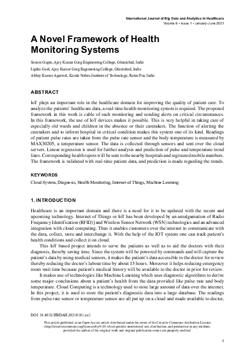 Pdf A Novel Framework Of Health Monitoring Systems