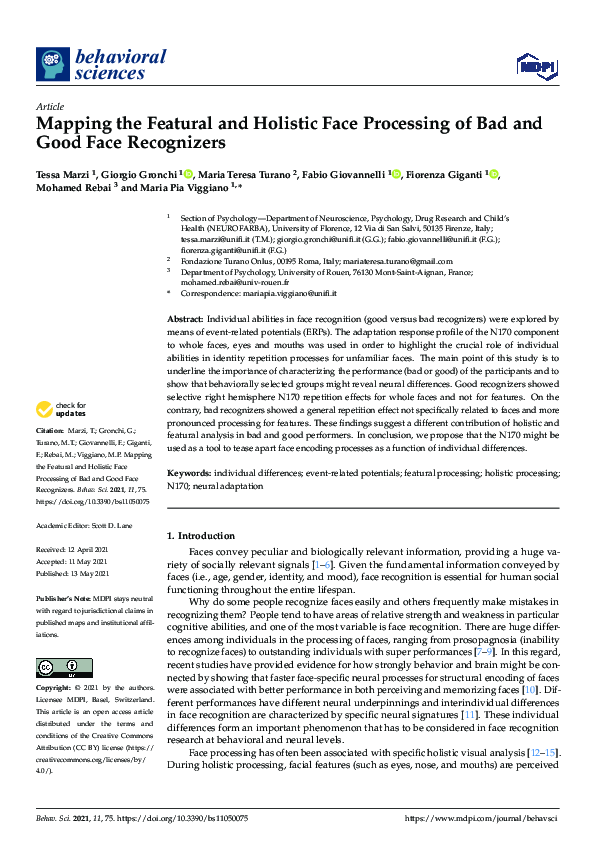 (PDF) Mapping the Featural and Holistic Face Processing of Bad and Good ...