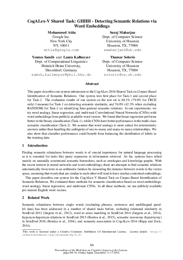Pdf Cogalex V Shared Task Ghhh Detecting Semantic Relations Via Word Embeddings