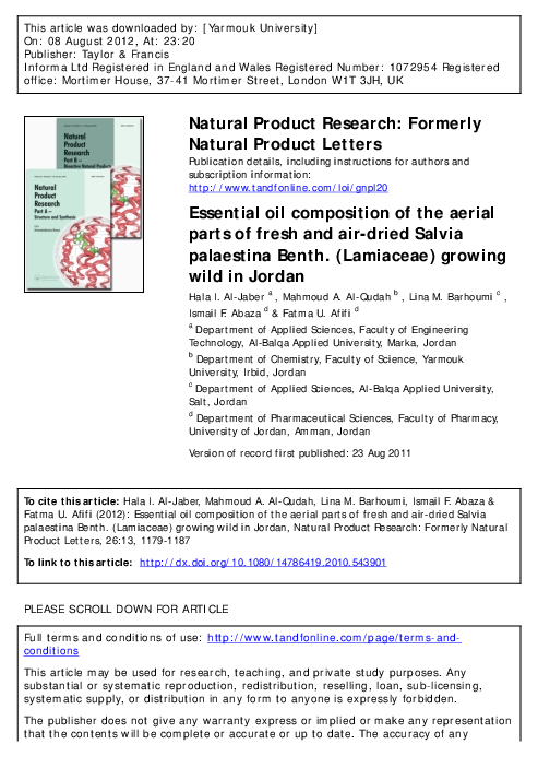 (PDF) Essential oil composition of the aerial parts of fresh and air ...