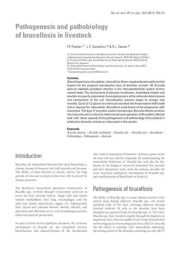 (PDF) Pathogenesis and pathobiology of brucellosis in livestock