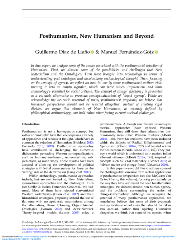 (PDF) Posthumanism, New Humanism and Beyond