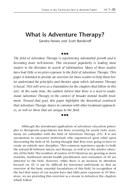 (PDF) Adventure Therapy