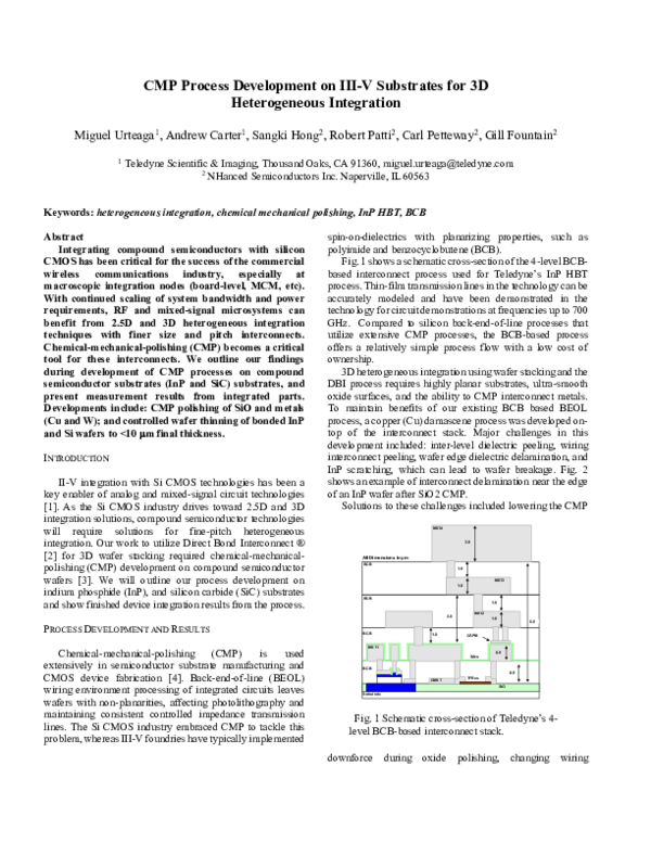 (PDF) CMP Process Development on III-V Substrates for 3D Heterogeneous ...