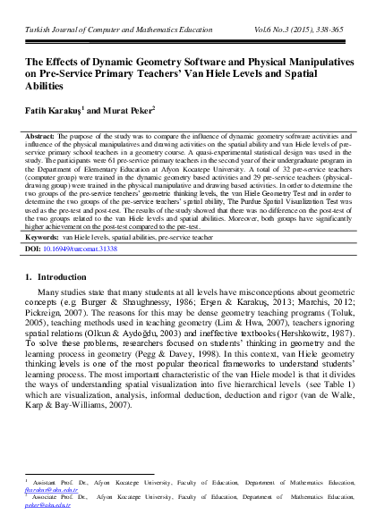 (PDF) The Effects of Dynamic Geometry Software and Physical ...