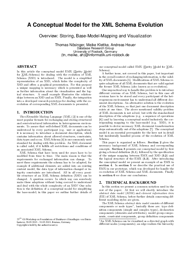 (PDF) A Conceptual Model for the XML Schema Evolution