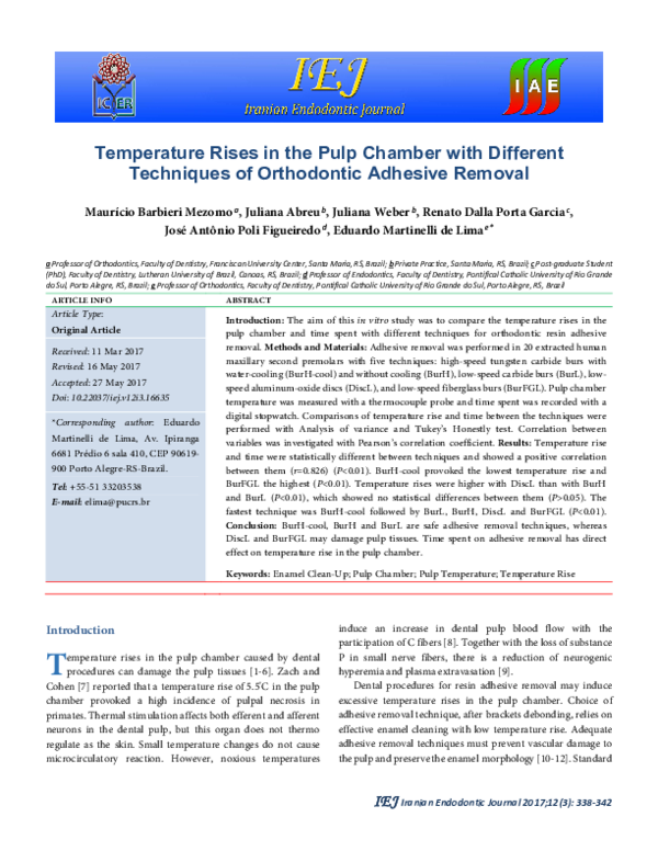 (PDF) Temperature Changes During Orthodontic Adhesive Removal