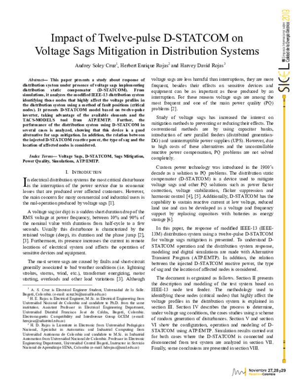 (PDF) Impact of Twelve-pulse D-STATCOM on Voltage Sags Mitigation in Distribution Systems ...