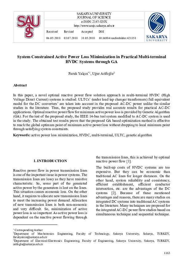 Pdf System Constrained Active Power Loss Minimization In Practical Multi Terminal Hvdc Systems 