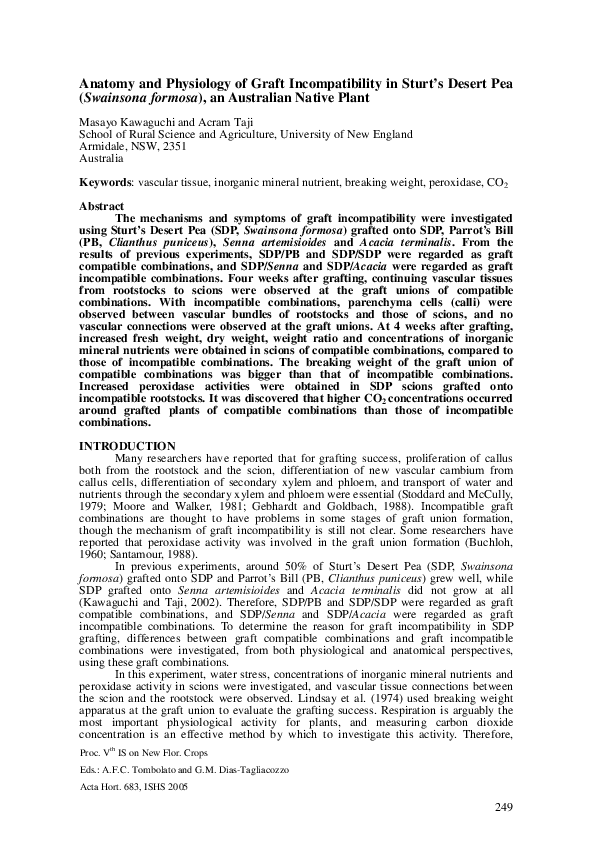 (PDF) Anatomy and physiology of graft incompatibility in solanaceous plants
