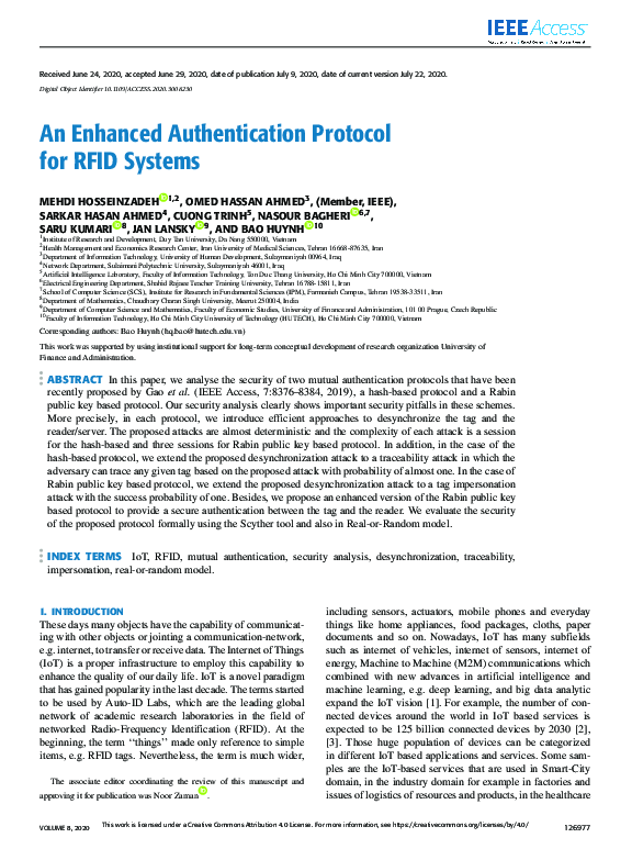 (PDF) An Enhanced Authentication Protocol for RFID Systems