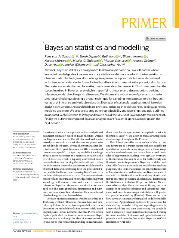 (PDF) Bayesian statistics and modelling