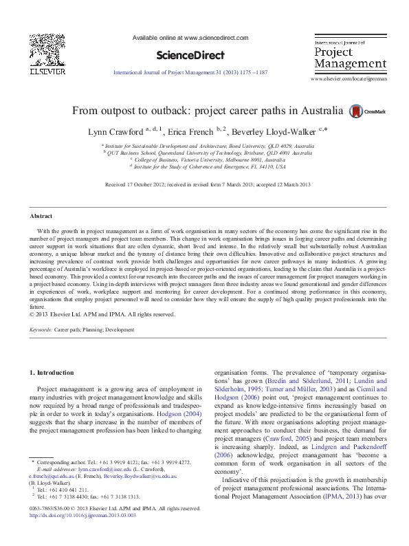 (PDF) From outpost to outback: project career paths in Australia