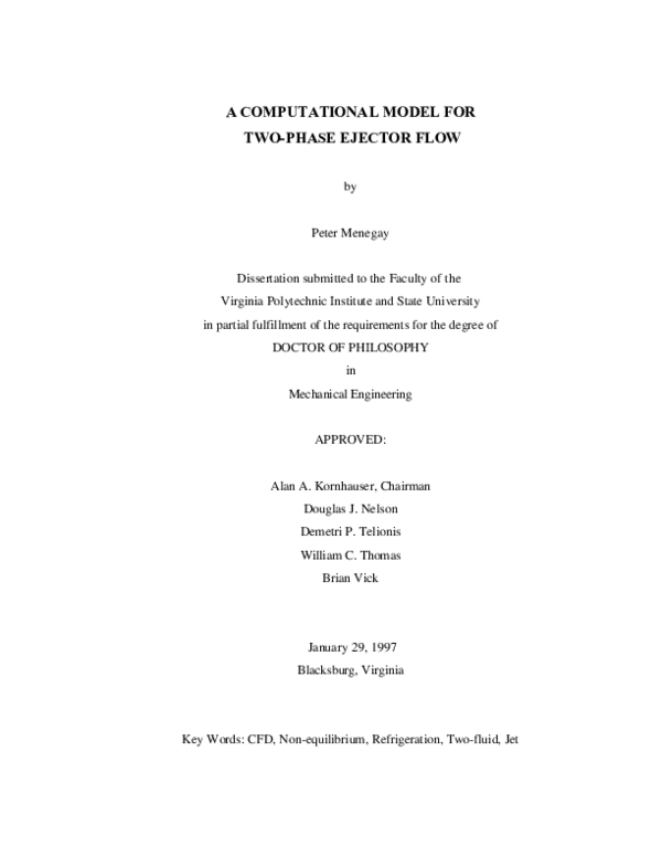 (PDF) A Computational Model for Two-Phase Ejector Flow