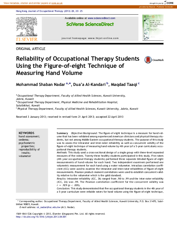 (PDF) Reliability of Occupational Therapy Students Using the Figure-of ...
