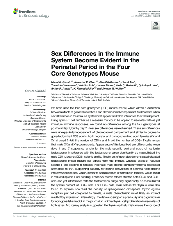 (PDF) Sex Differences in the Immune System Become Evident in the ...