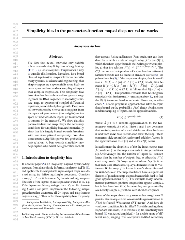 Pdf Simplicity Bias In The Parameter Function Map Of Deep Neural Networks