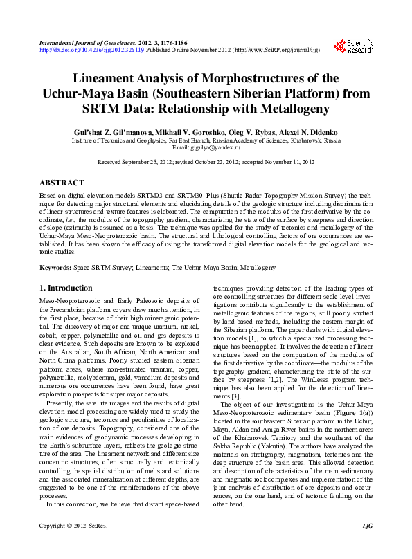 (PDF) Lineament Analysis of Morphostructures of the Uchur-Maya Basin ...