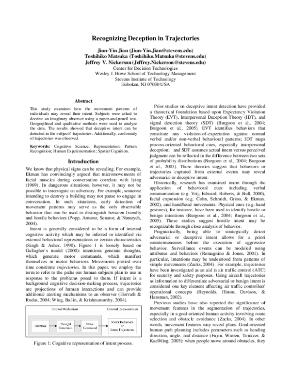 (PDF) Recognizing Deception in Trajectories
