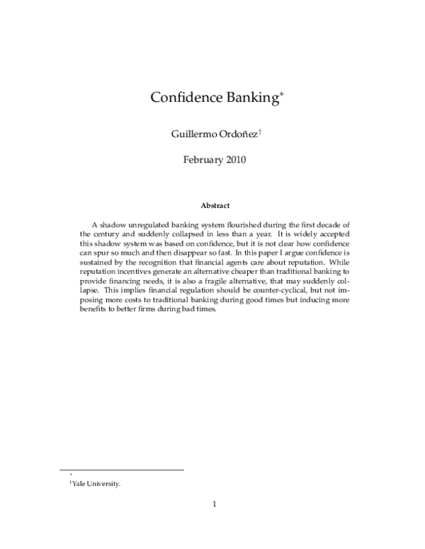 (PDF) Confidence Banking ∗