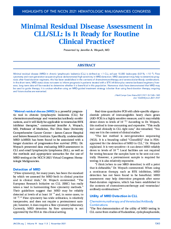(PDF) Minimal Residual Disease Assessment in CLL/SLL: Is It Ready for ...