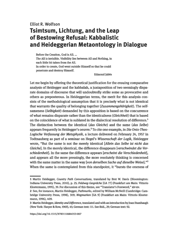 (PDF) Tsimtsum, lichtung, and the leap of bestowing refusal ...