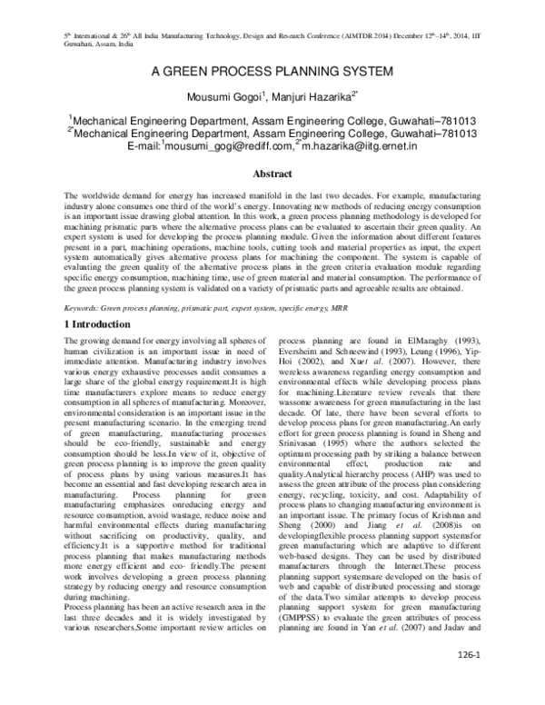 (PDF) A Green Process Planning System