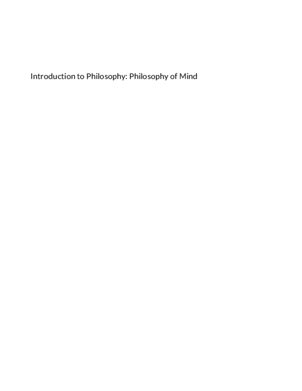 (PDF) Introduction to Philosophy: Philosophy of Mind