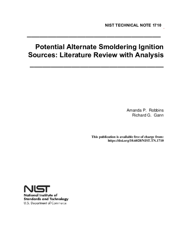 (PDF) Potential alternate smoldering ignition sources: literature ...