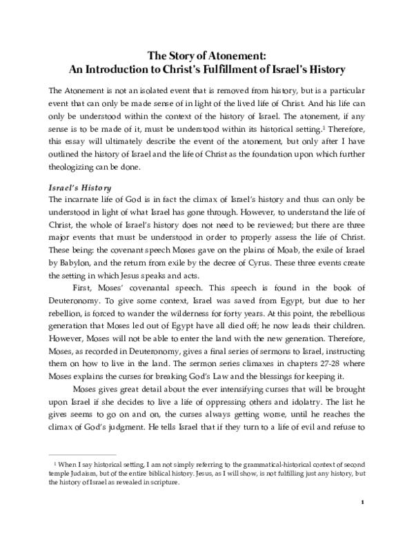 (PDF) The Story of Atonement: An Introduction to Christ's Fulfillment ...