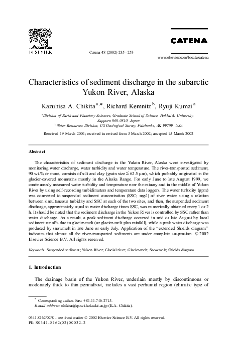 (PDF) Characteristics of sediment discharge in the subarctic Yukon ...