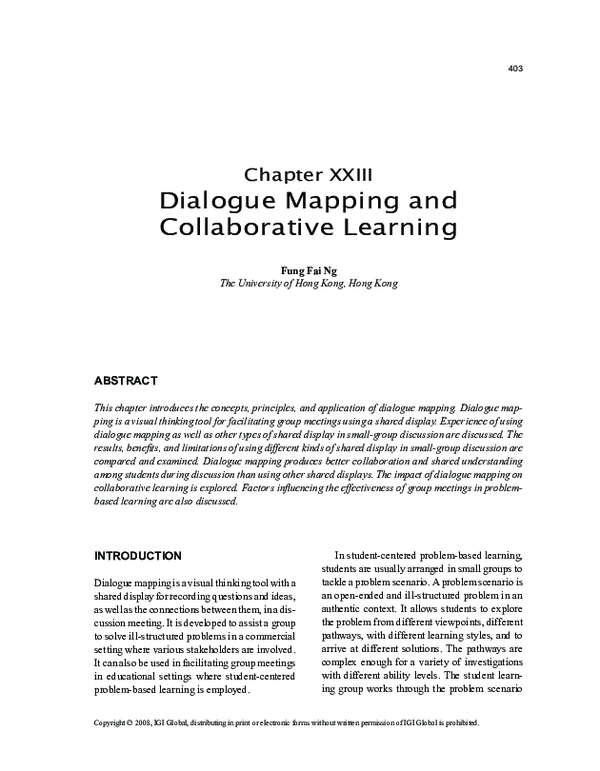 (PDF) Dialogue Mapping and Collaborative Learning