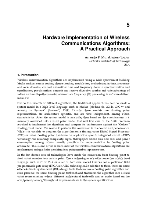 (PDF) Hardware Implementation of Wireless Communications Algorithms: A Practical Approach