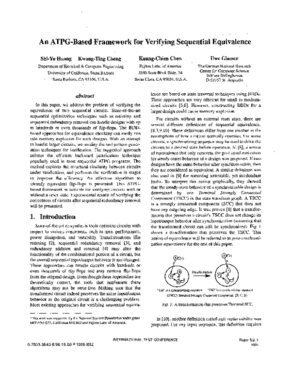 (PDF) An ATPG-based framework for verifying sequential equivalence