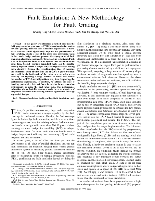 (PDF) Fault emulation: A new methodology for fault grading