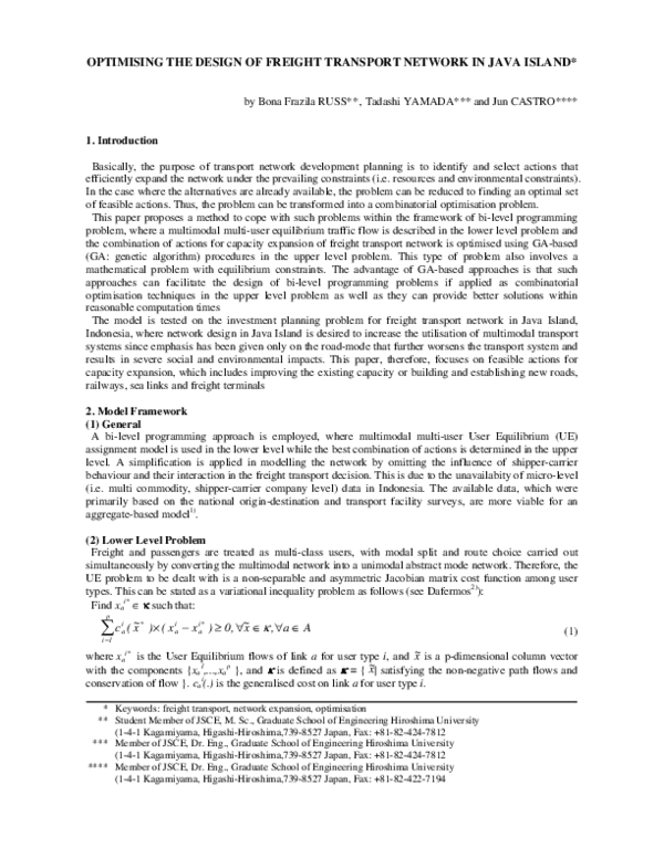 (PDF) Optimising the design of freight transport network in Indonesia