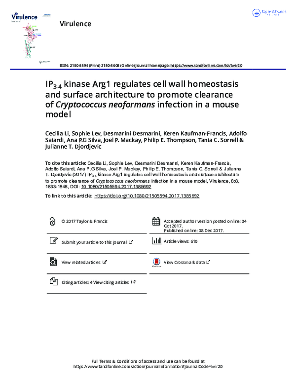 (PDF) IP3-4 kinase Arg1 regulates cell wall homeostasis and surface ...
