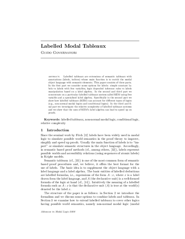 (PDF) Labelled modal tableaux | Guido Governatori - Academia.edu