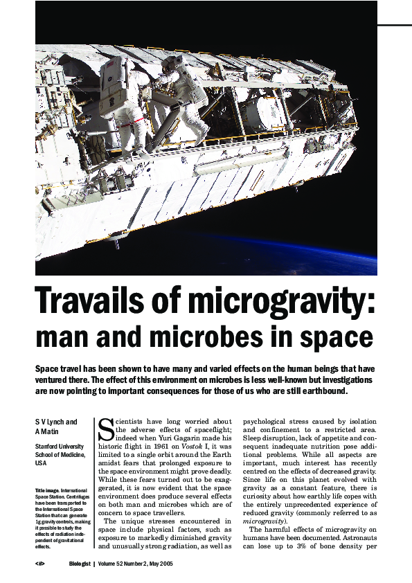 (PDF) Travails of microgravity : man and microbes in space