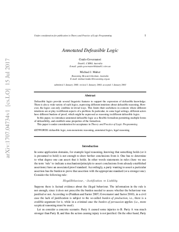 (PDF) Annotated defeasible logic