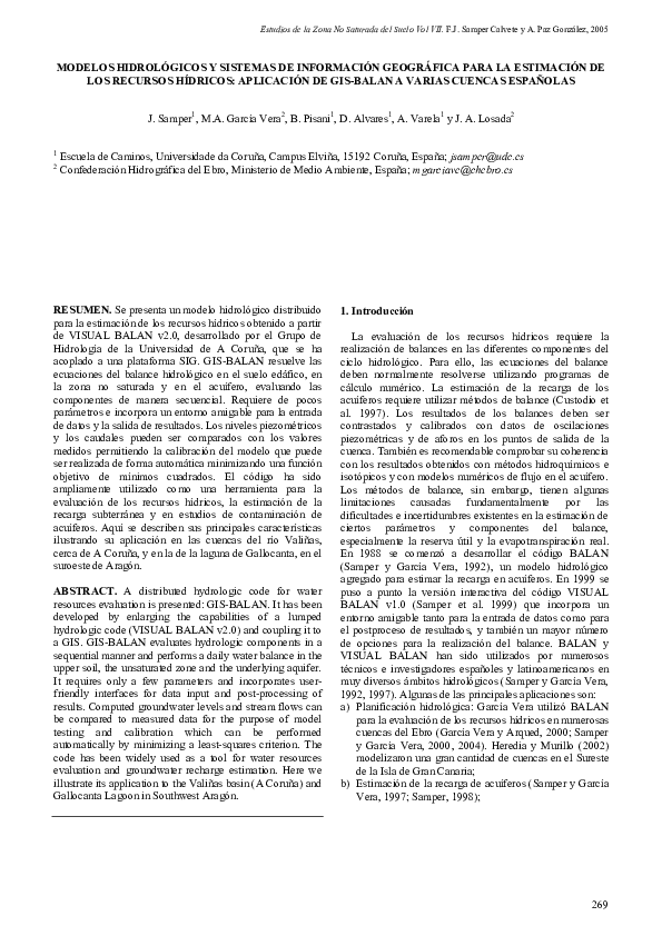 (PDF) Modelos hidrológicos y sistemas de información geográfica para la ...