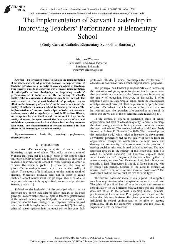 (PDF) The Implementation of Servant Leadership in Improving Teachers ...