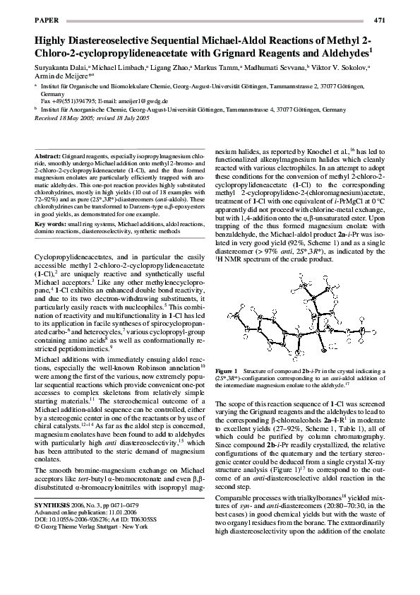 (PDF) Highly Diastereoselective Sequential Michael-Aldol Reactions of ...