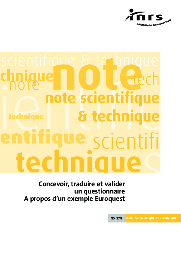 (PDF) Concevoir, traduire et valider un questionnaire. A propos d'un ...