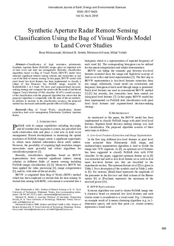 (PDF) Synthetic Aperture Radar Remote Sensing Classification Using the Bag of Visual Words Model ...