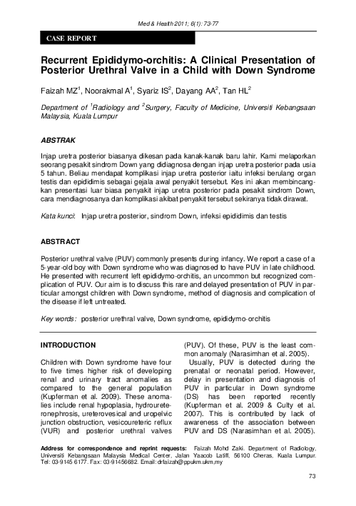 (PDF) Recurrent Epididymo-orchitis: A Clinical Presentation of ...