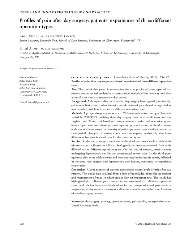 (PDF) Postoperative Pain Profiles in Day Surgery