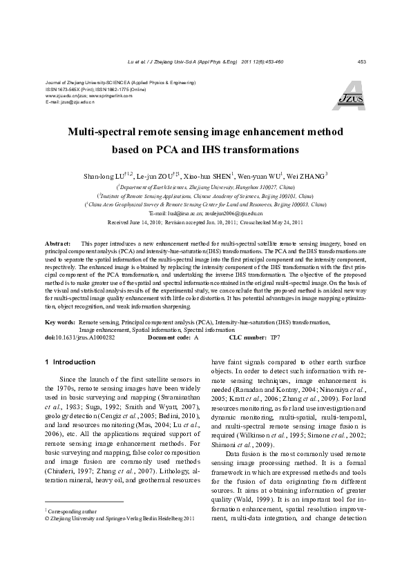(PDF) Multispectral remote sensing image enhancement method based on ...