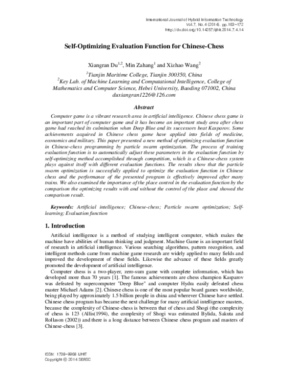 (PDF) Self-Optimizing Evaluation Function for Chinese-Chess