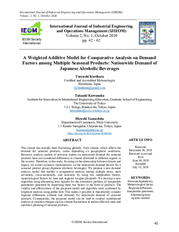 (PDF) A Weighted Additive Model for Comparative Analysis on Demand ...